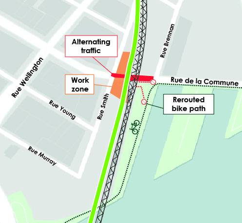 Widening of De la Commune railway bridge | REM