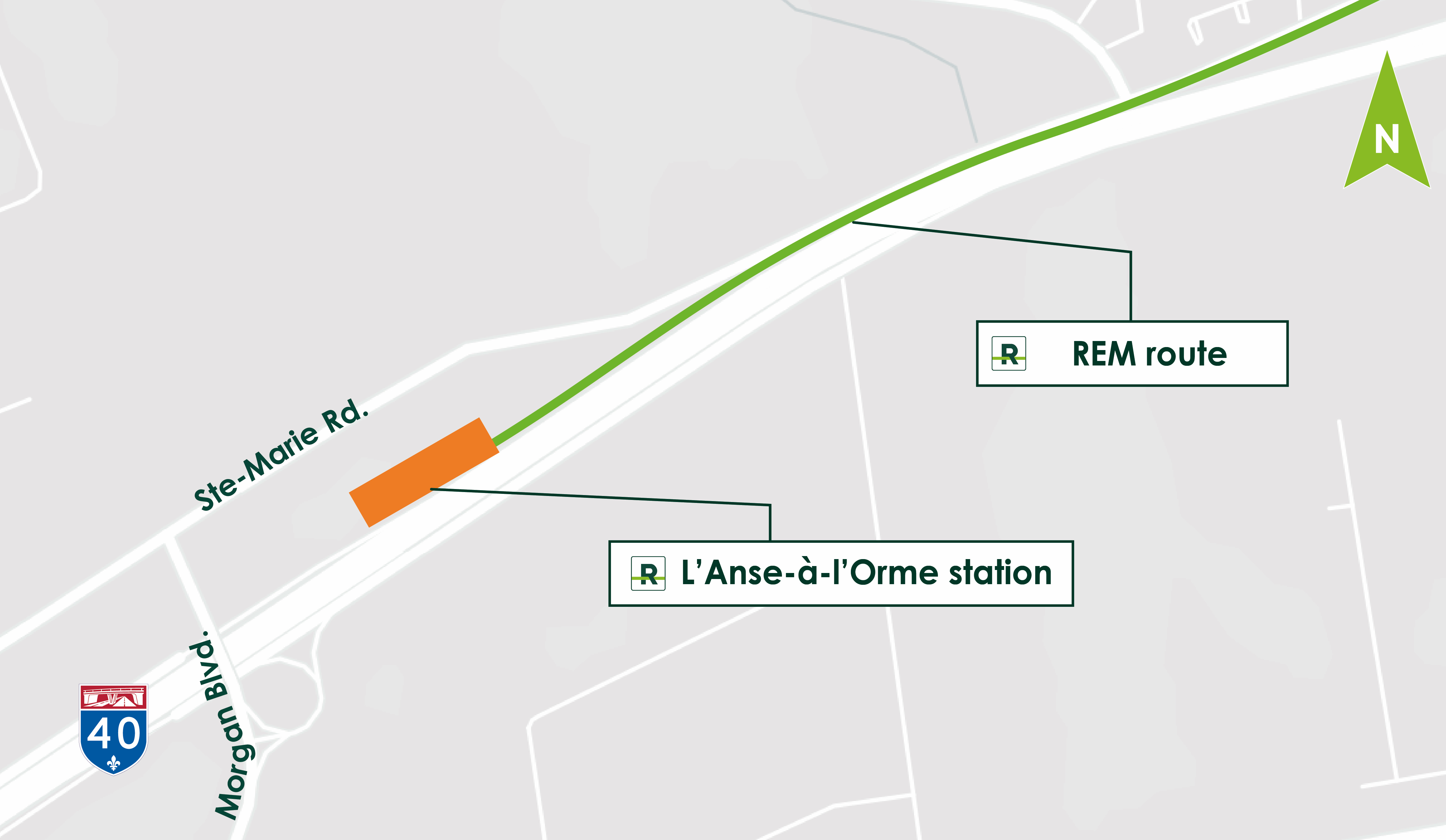 Construction of the REM L’Anse-à-l’Orme station in Sainte-Anne-de-Bellevue | REM