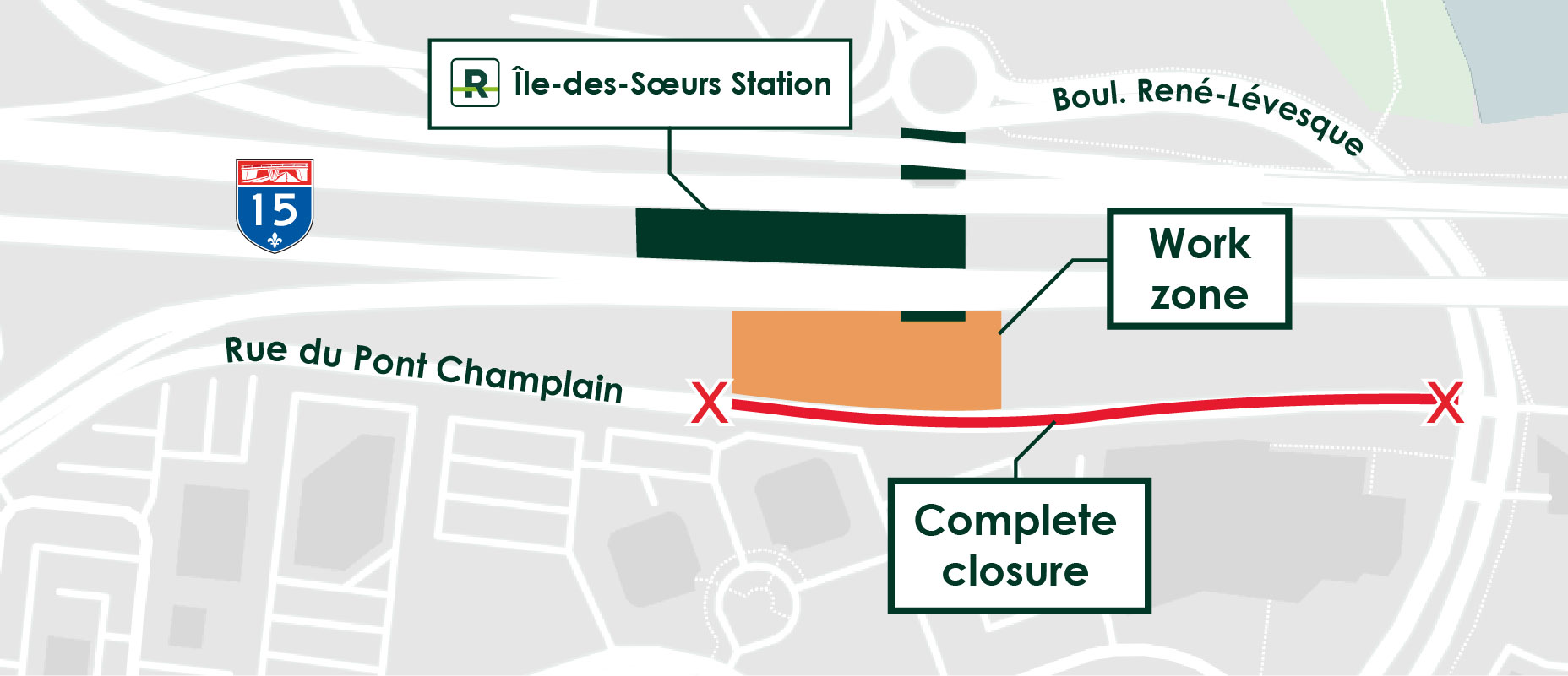 Obstructions on Champlain Bridge Street | REM